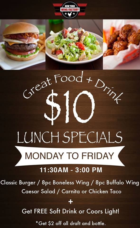 Lunch Specials At New York Wing Factory In Fort Lee